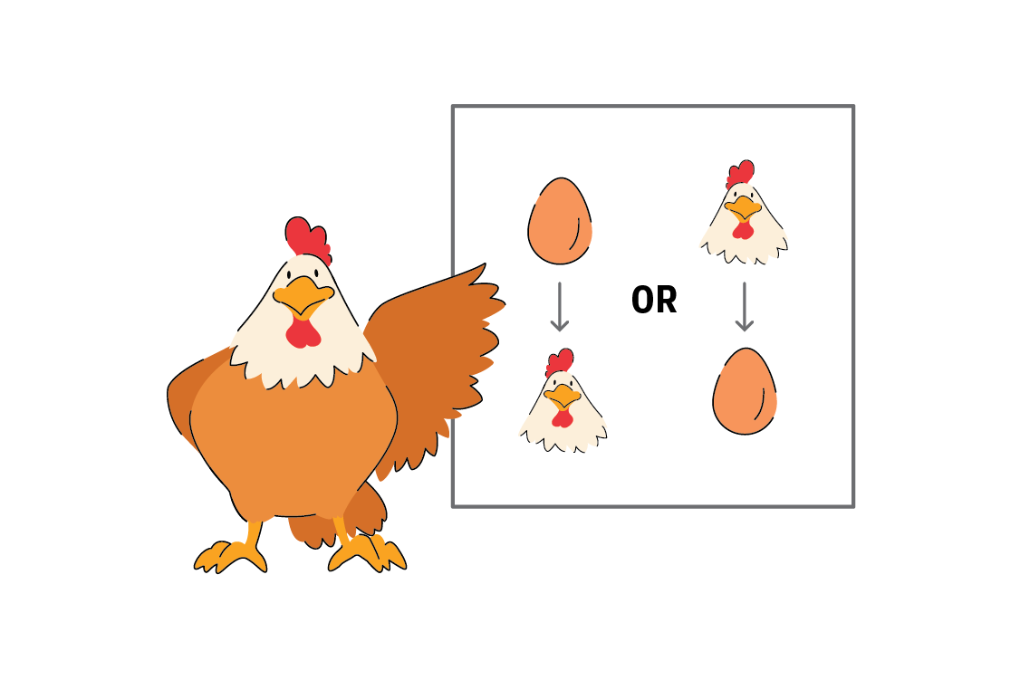 A causal question: which came first, the chicken or the egg?